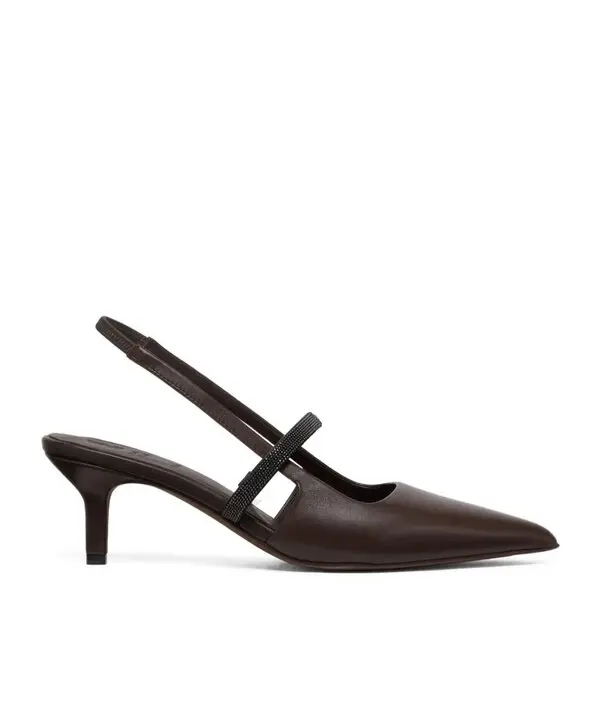 Brunello Cucinelli Monile Pointed-toe Slingback Pumps - Black
