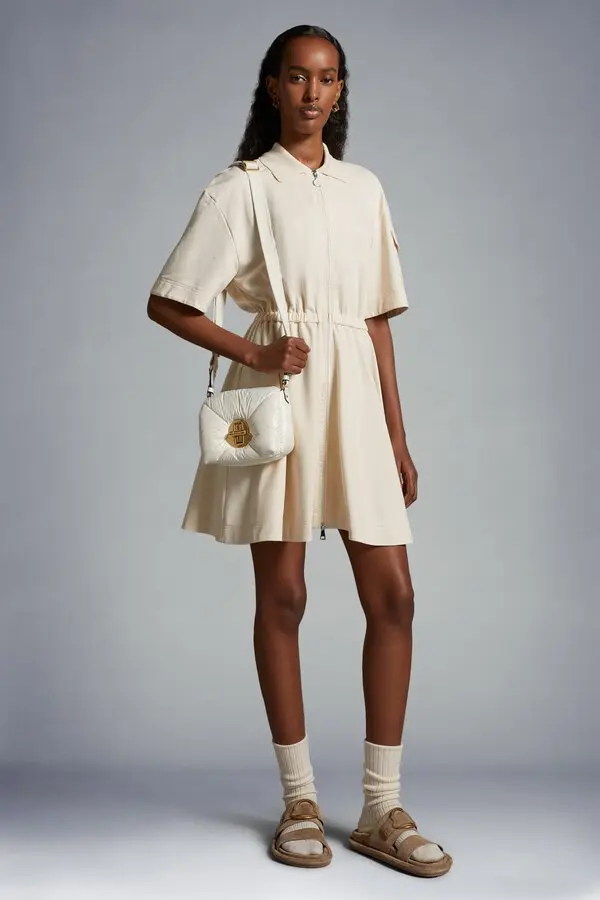 Moncler Logo Patch Two-way Zipped Dress - Cream