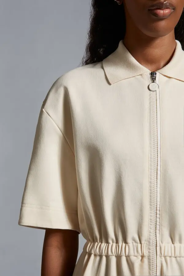 Moncler Logo Patch Two-way Zipped Dress - Cream