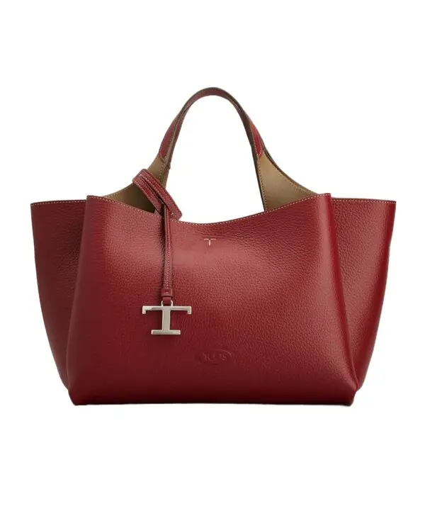 TOD'S Logo Plaque Top Handle Bag - Red