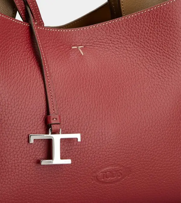 TOD'S Logo Plaque Top Handle Bag - Red