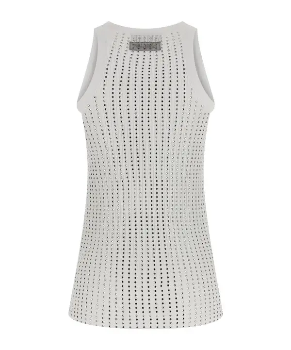 Attico Ribbed Rhinestone Tank Top