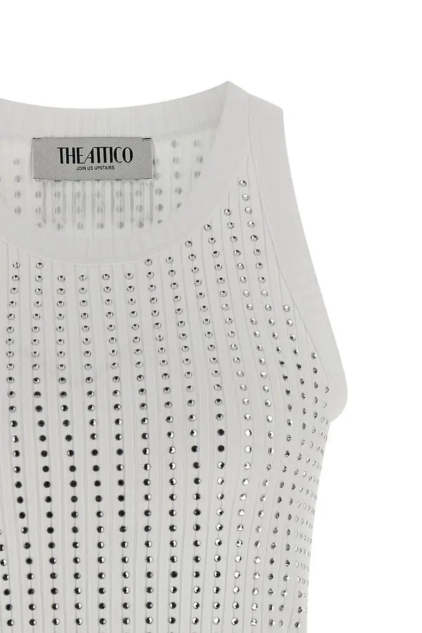 Attico Ribbed Rhinestone Tank Top