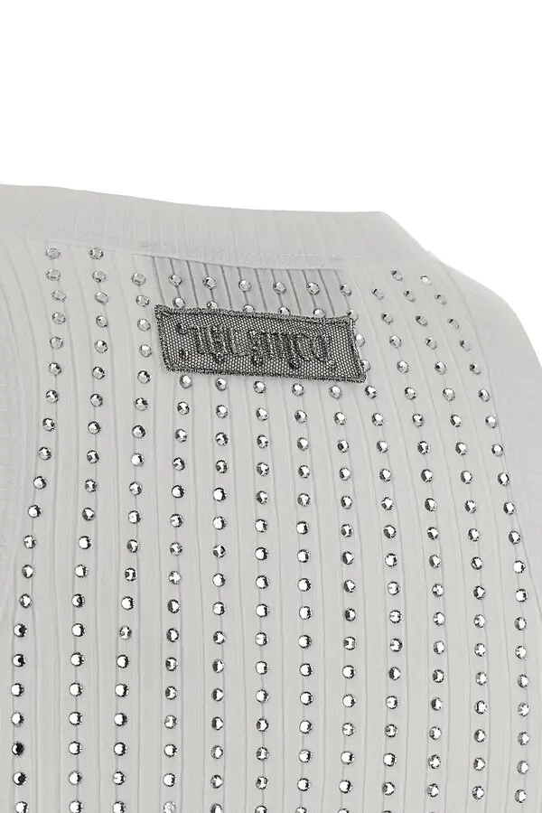 Attico Ribbed Rhinestone Tank Top