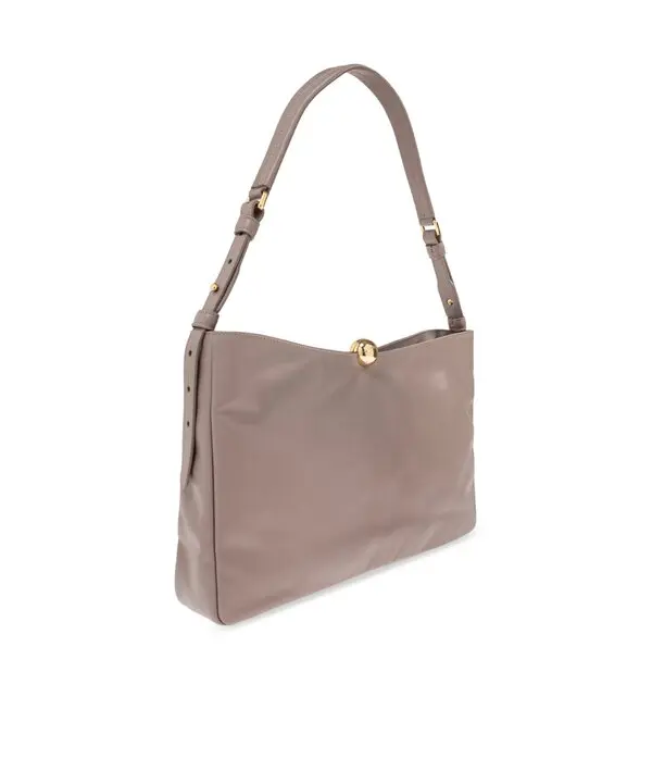 Furla Sfera Logo Debossed Medium Shoulder Bag - Nude