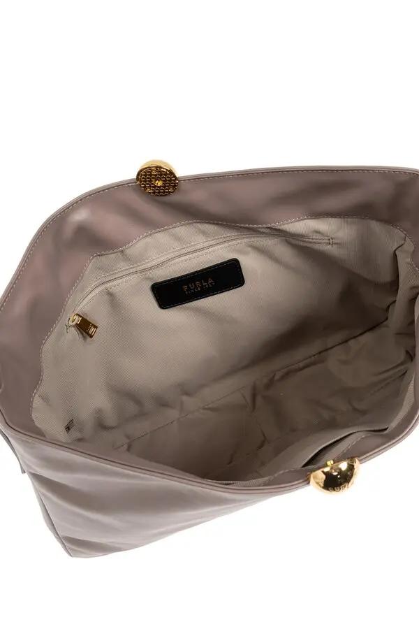 Furla Sfera Logo Debossed Medium Shoulder Bag - Nude