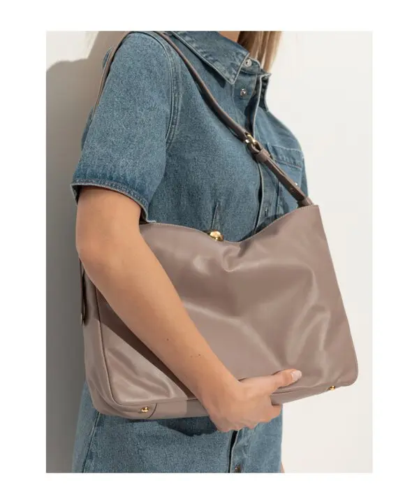 Furla Sfera Logo Debossed Medium Shoulder Bag - Nude