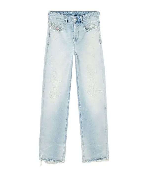 DIESEL® 2001 D-macro Distressed Wide Leg Jeans - Light Blue