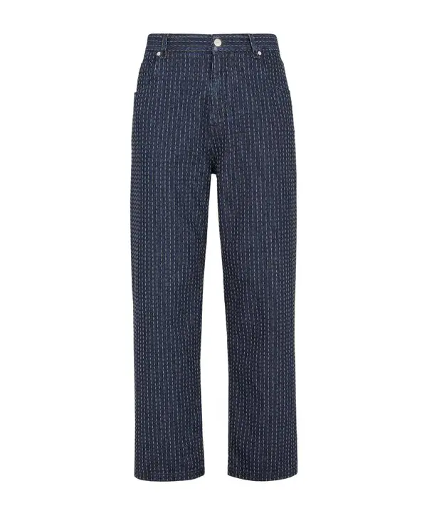 Fendi Straight-leg Topstitched Long Jeans