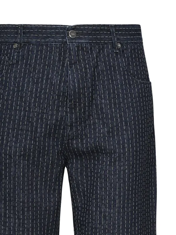 Fendi Straight-leg Topstitched Long Jeans