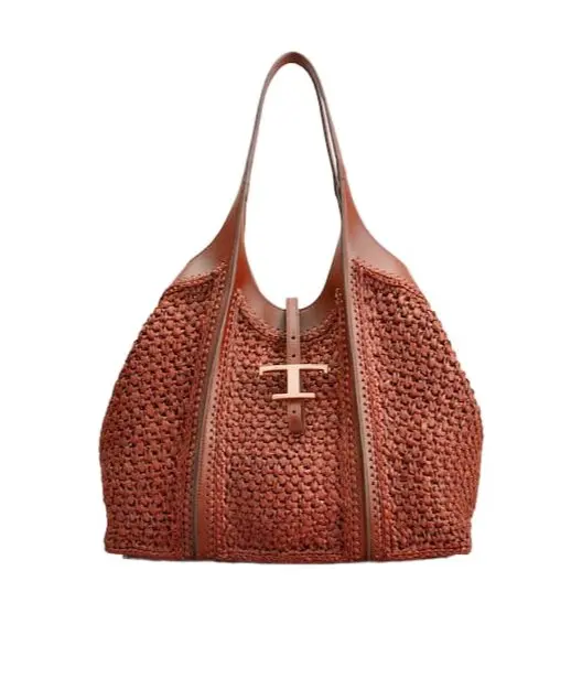 TOD'S Raffia Shoulder Bag - Orange