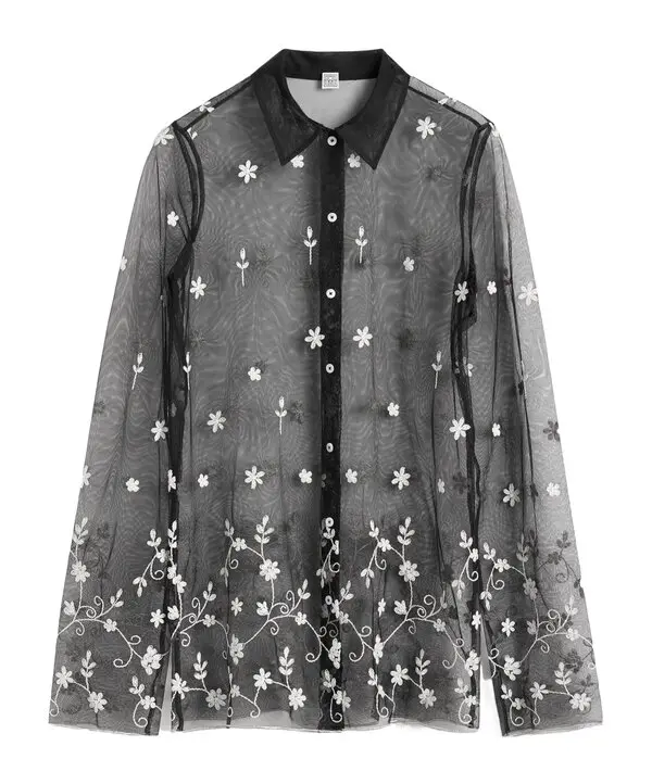 TOTEME Embroidered Floral Sheer Shirt