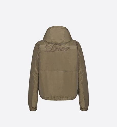 Dior Embroidered Logo Hooded Jacket - Brown