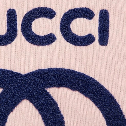 Gucci Logo Embroidered Jersey Hoodie - Pink