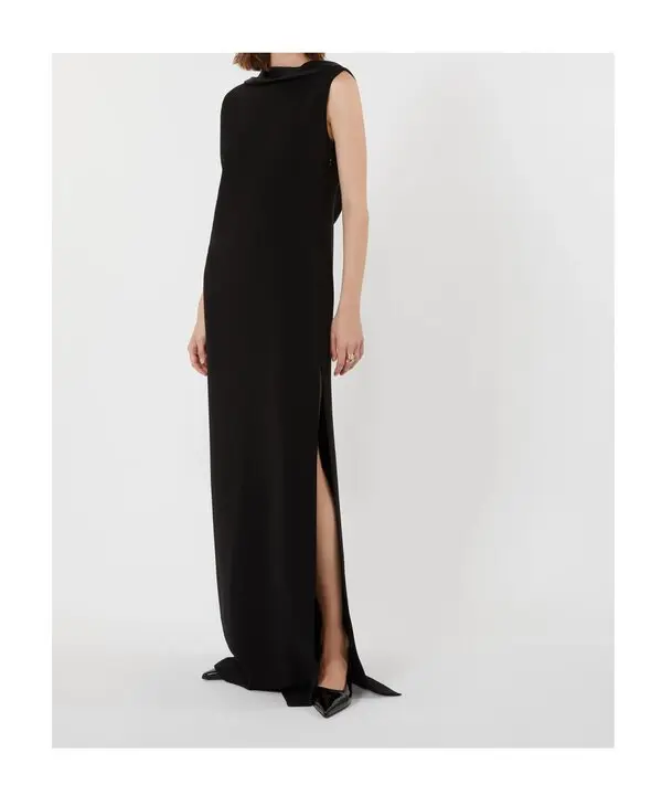 Max Mara Long Sleeveless Dress With Deep V-back - Black