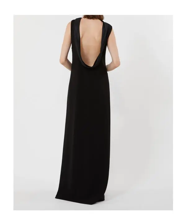 Max Mara Long Sleeveless Dress With Deep V-back - Black