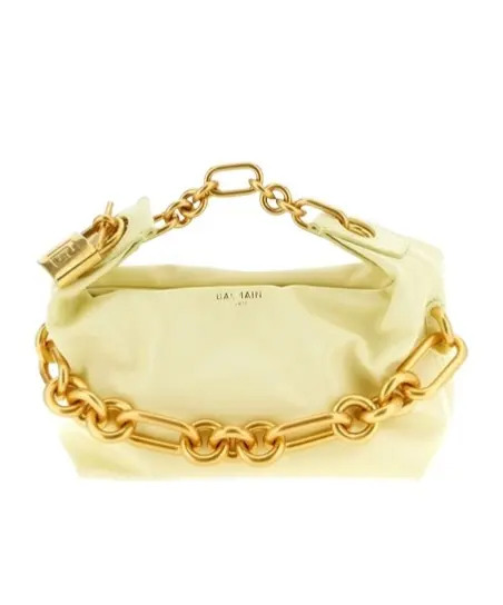 Balmain Mini Sync Bag With Gold-tone Chain And Padlock - Nude