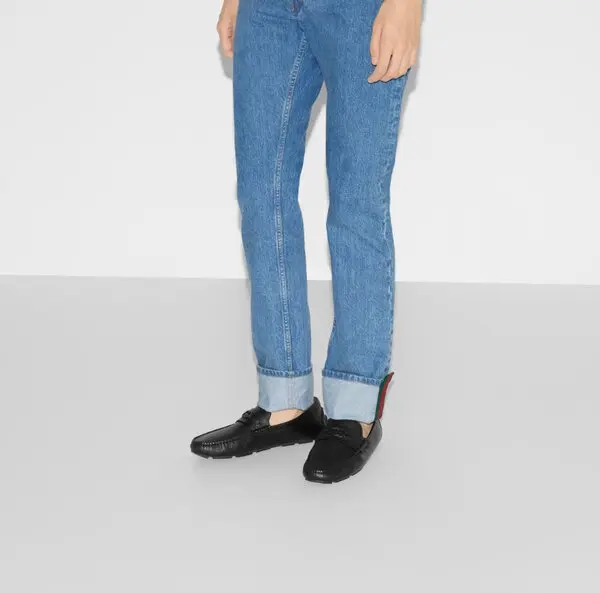 Gucci Driver Loafers With Interlocking Double G Logo - Black