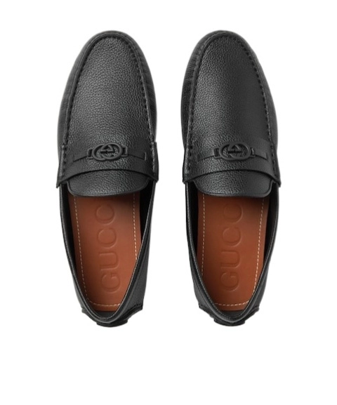 Gucci Driver Loafers With Interlocking Double G Logo - Black