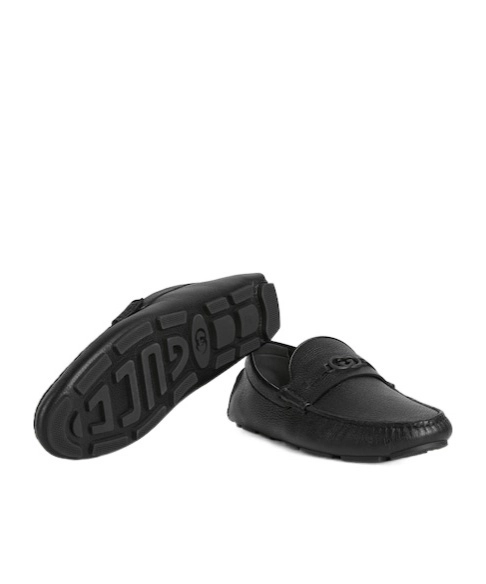 Gucci Driver Loafers With Interlocking Double G Logo - Black