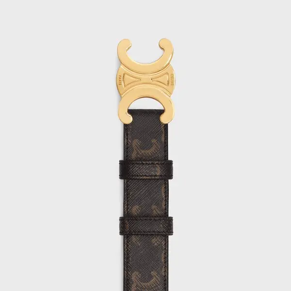 Celine Triomphe Belt In Triomphe Canvas - Brown