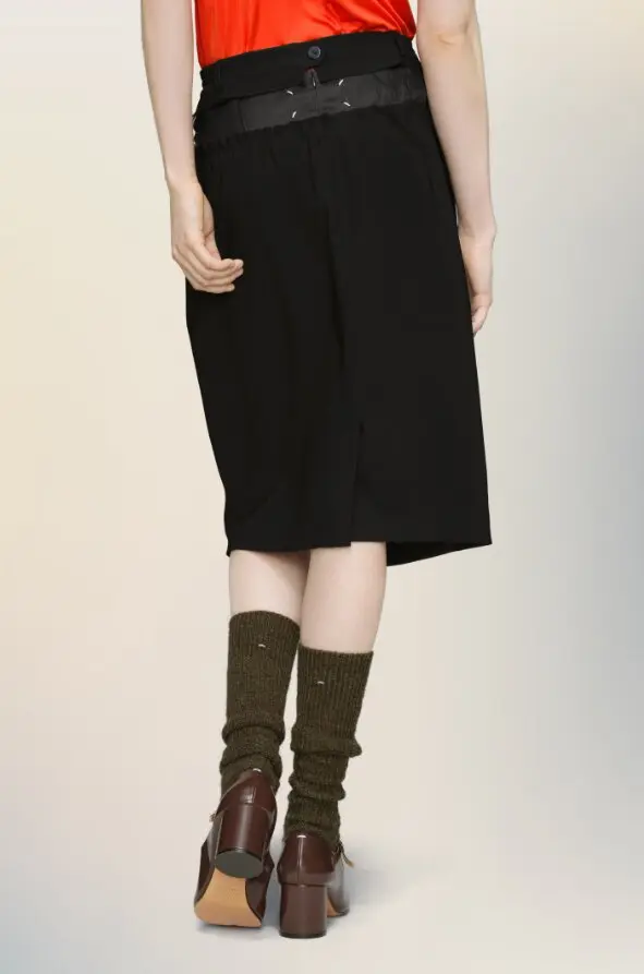 MAISON MARGIELA Deconstructed Pencil Skirt With Sheer Panel - Black