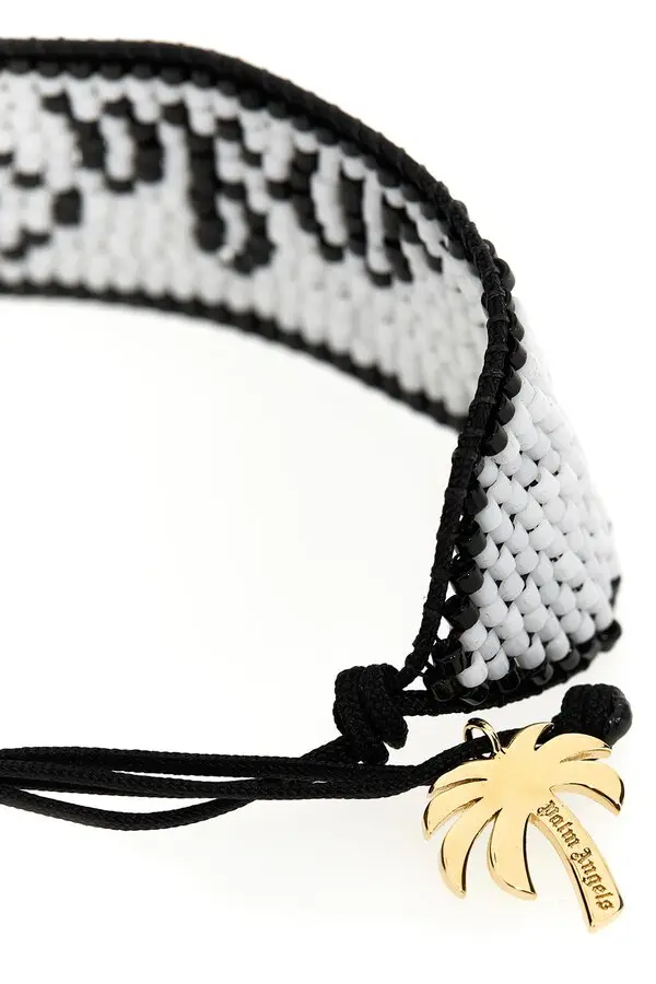 Palm Angels Beaded Bracelet With Palm Plaque