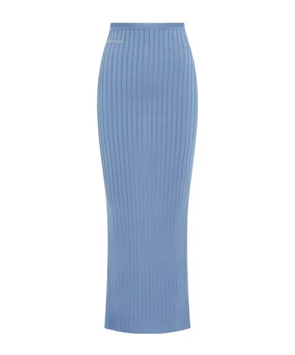 Marni Jacquard Logo Ribbed Maxi Skirt - Blue