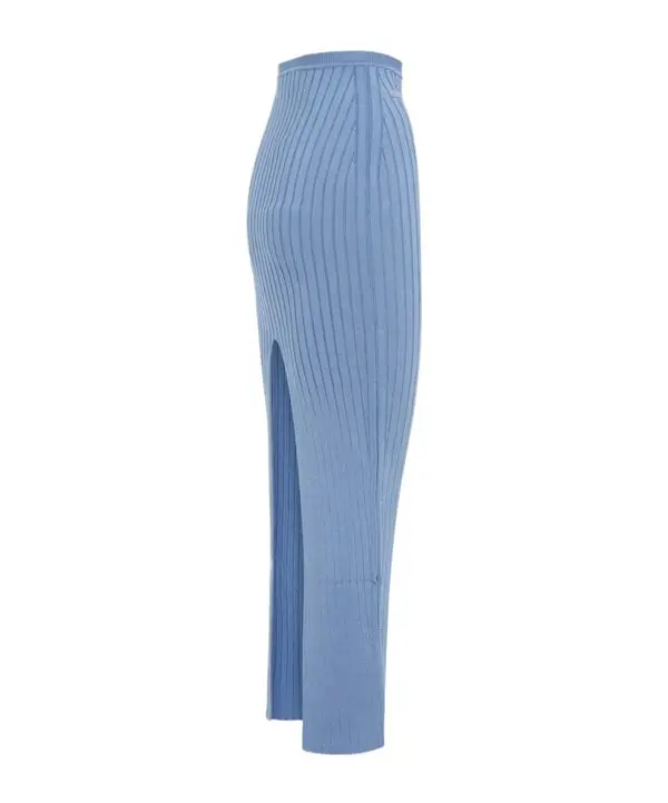 Marni Jacquard Logo Ribbed Maxi Skirt - Blue