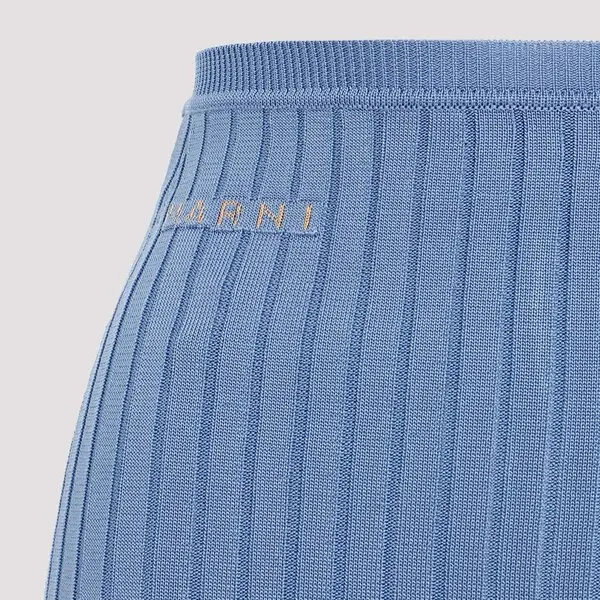 Marni Jacquard Logo Ribbed Maxi Skirt - Blue