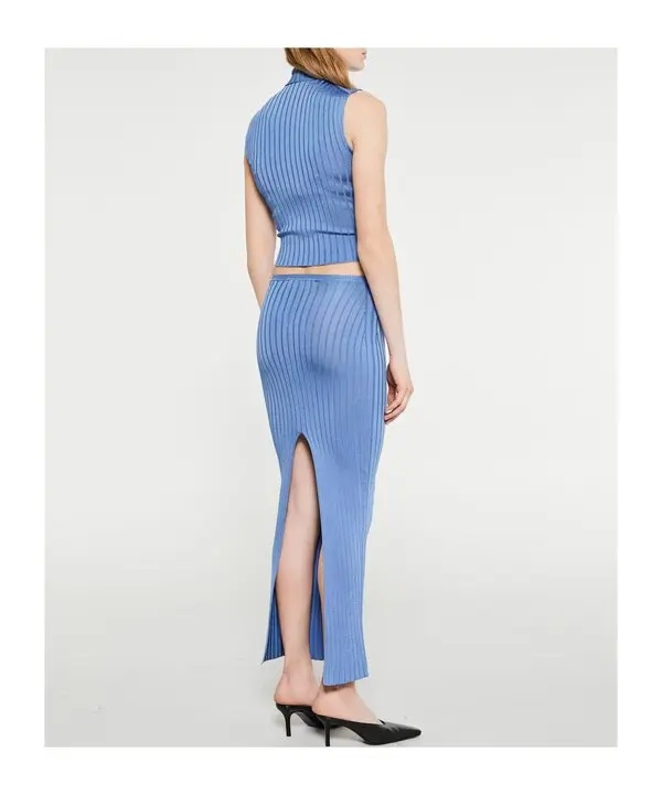 Marni Jacquard Logo Ribbed Maxi Skirt - Blue