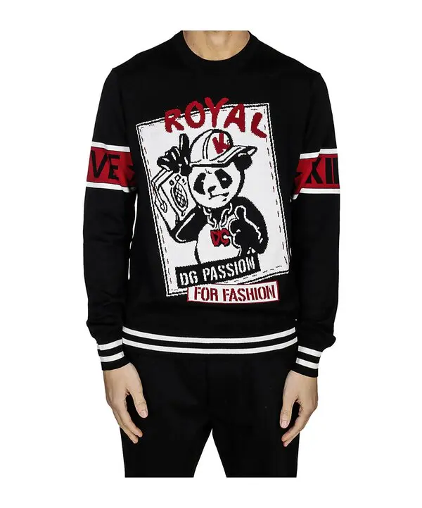 Dolce & Gabbana Round Neck Panda Print Sweater