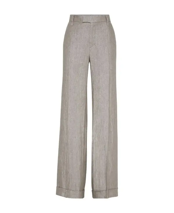 Brunello Cucinelli Lurex Wide-leg Trousers - Brown