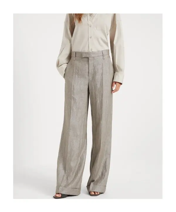 Brunello Cucinelli Lurex Wide-leg Trousers