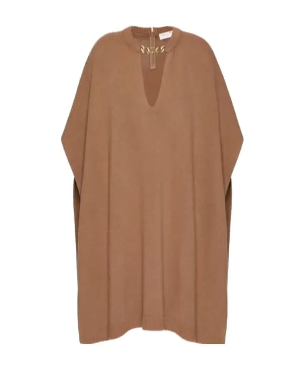 Valentino Garavani V-neck Chain Knitted Cape