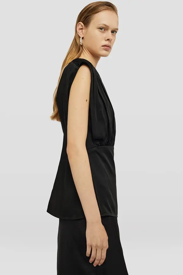 JIL SANDER Gathered V-back Satin Top