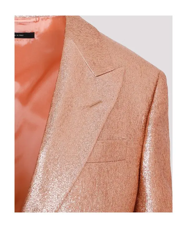 TOM FORD Single-breasted Glitter Detailed Blazer - Nude