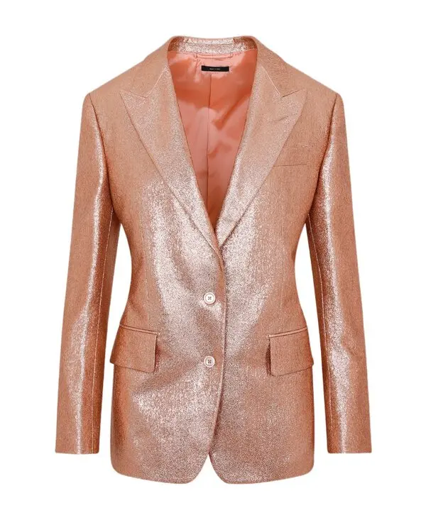 TOM FORD Single-breasted Glitter Detailed Blazer - Nude