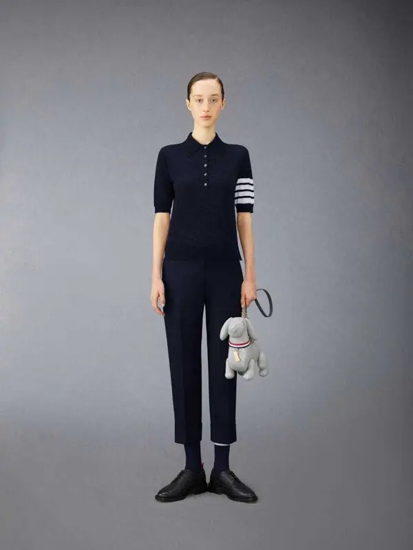 Thom Browne 4-bar Button Detail Short Sleeve Polo