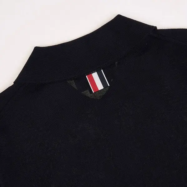 Thom Browne 4-bar Button Detail Short Sleeve Polo - Blue