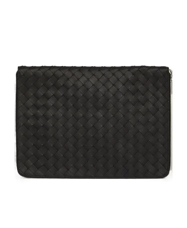 Bottega Veneta Intrecciato Leather Laptop Bag - Black