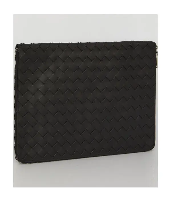 Bottega Veneta Intrecciato Leather Laptop Bag - Black