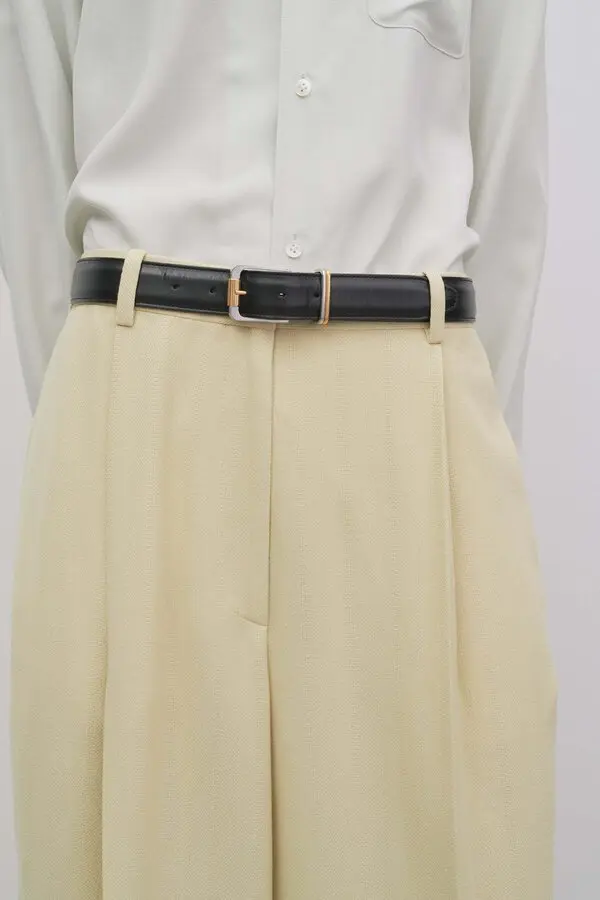 THE ROW Small Metallic Leather Ring Belt - Black