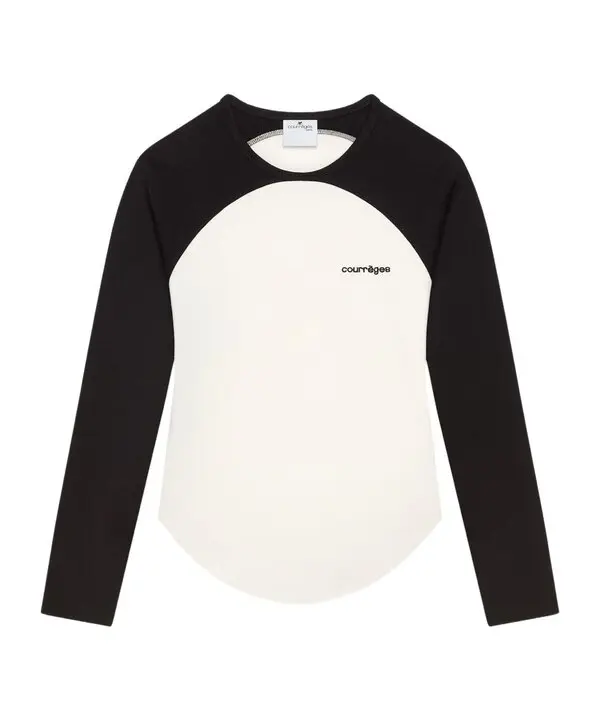 COURREGES Courrèges Logo Embroidered Long-sleeved T-shirt - Black