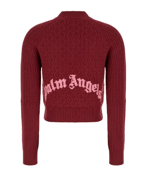 Palm Angels Curved-logo Ribbed-panel Sweater