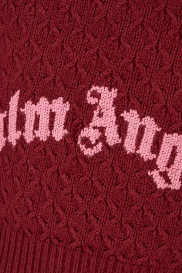 Palm Angels Curved-logo Ribbed-panel Sweater