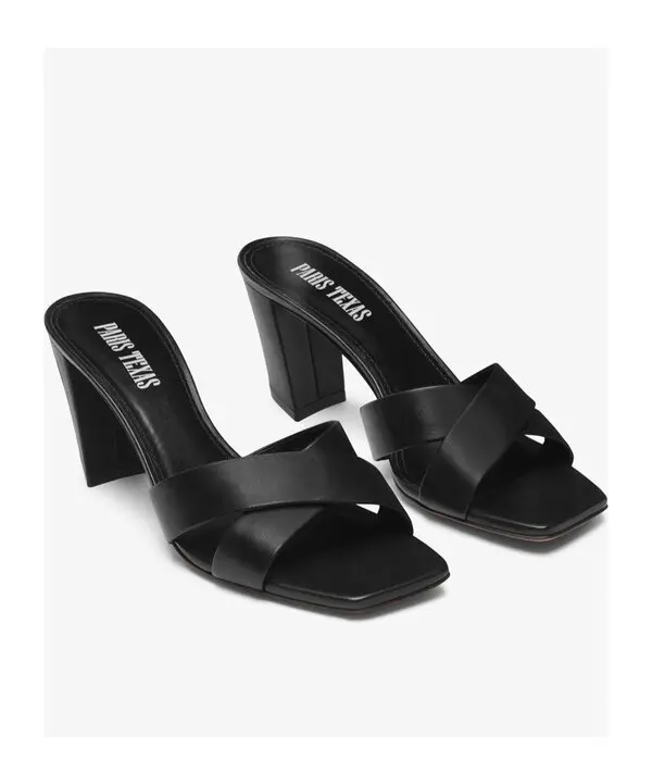 Paris Texas Dafne Crossover Strap Mules - Black
