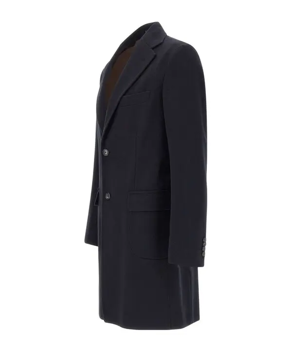 BARBA NAPOLI Peak Lapel Wool Coat - Black