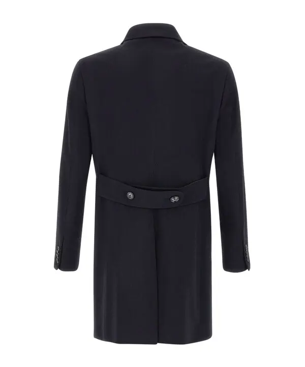 BARBA NAPOLI Peak Lapel Wool Coat - Black