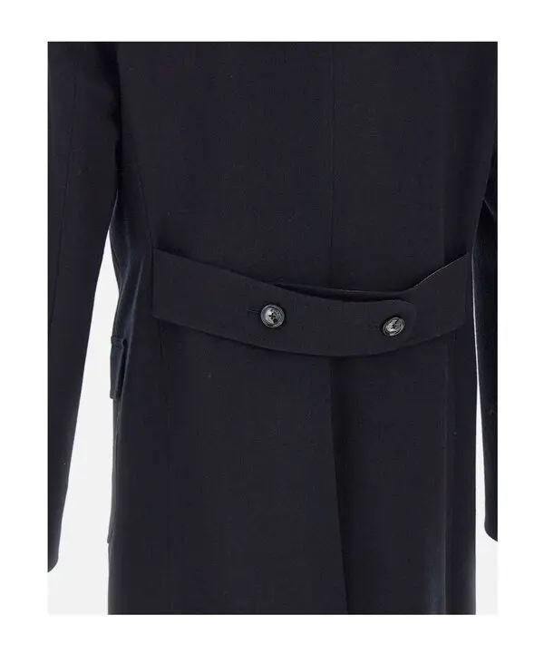 BARBA NAPOLI Peak Lapel Wool Coat - Black